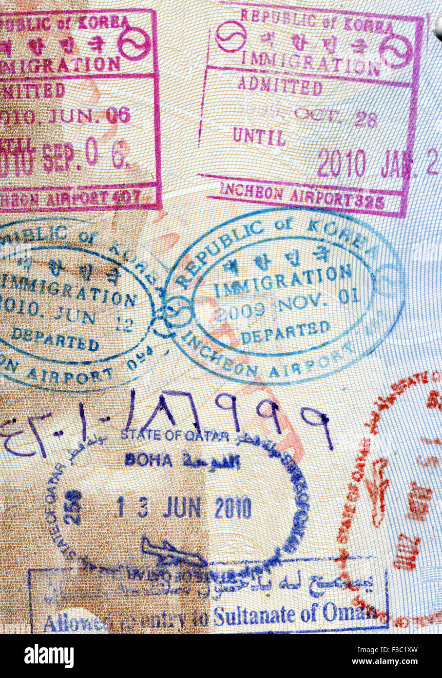 Visa stamps exit and entry - immigration arrival stamps on Greek ...