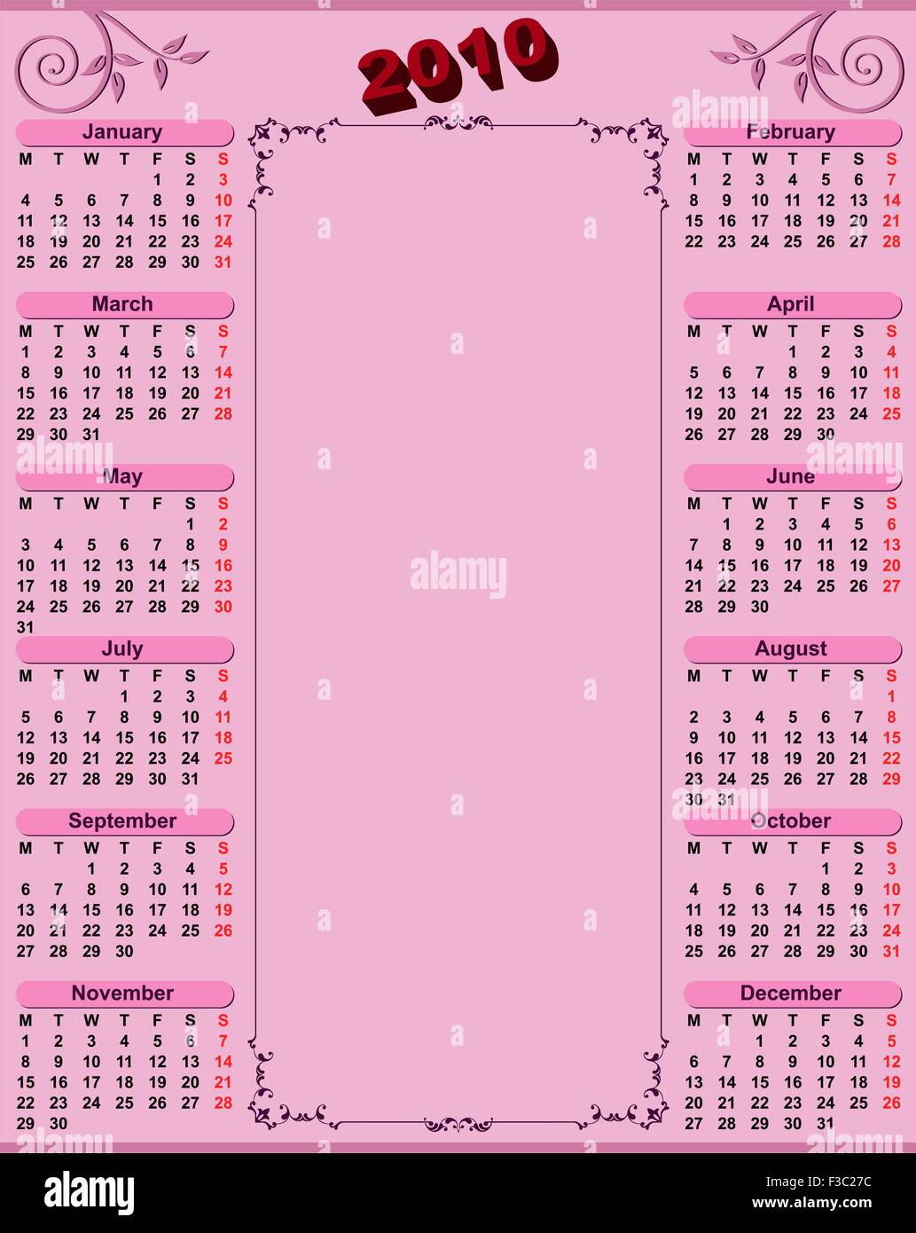 Calendar Design 2010 Vector Art Stock Vector Image & Art - Alamy