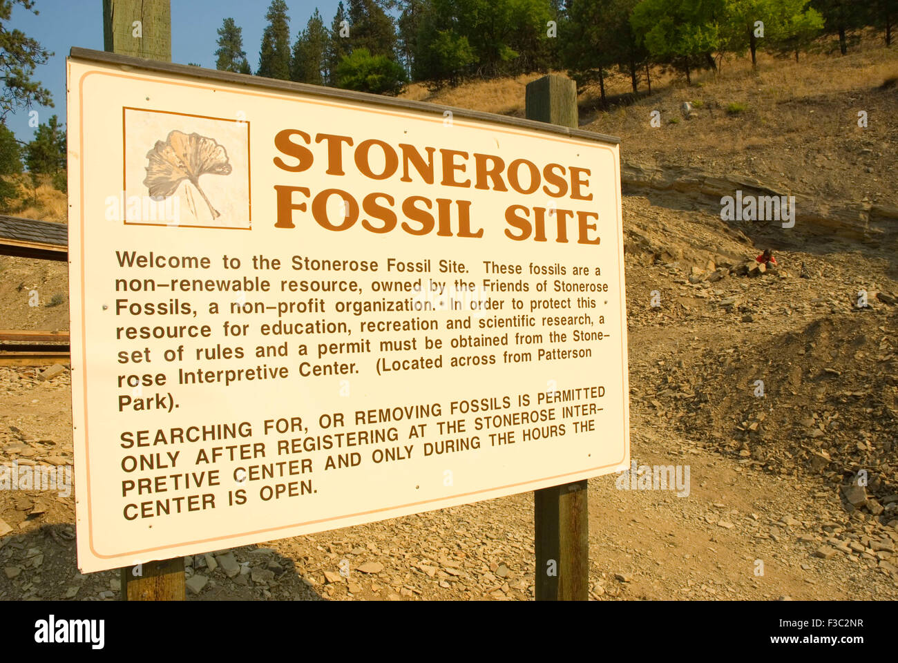 Fossil Site sign, Stonerose Interpretive Center and Eocene Fossil Site ...