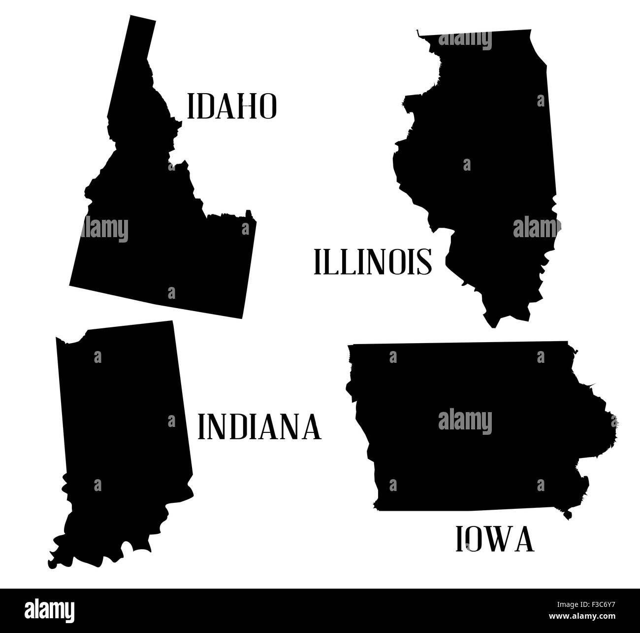 Silhouette map of a selection of the states of America Stock Photo - Alamy