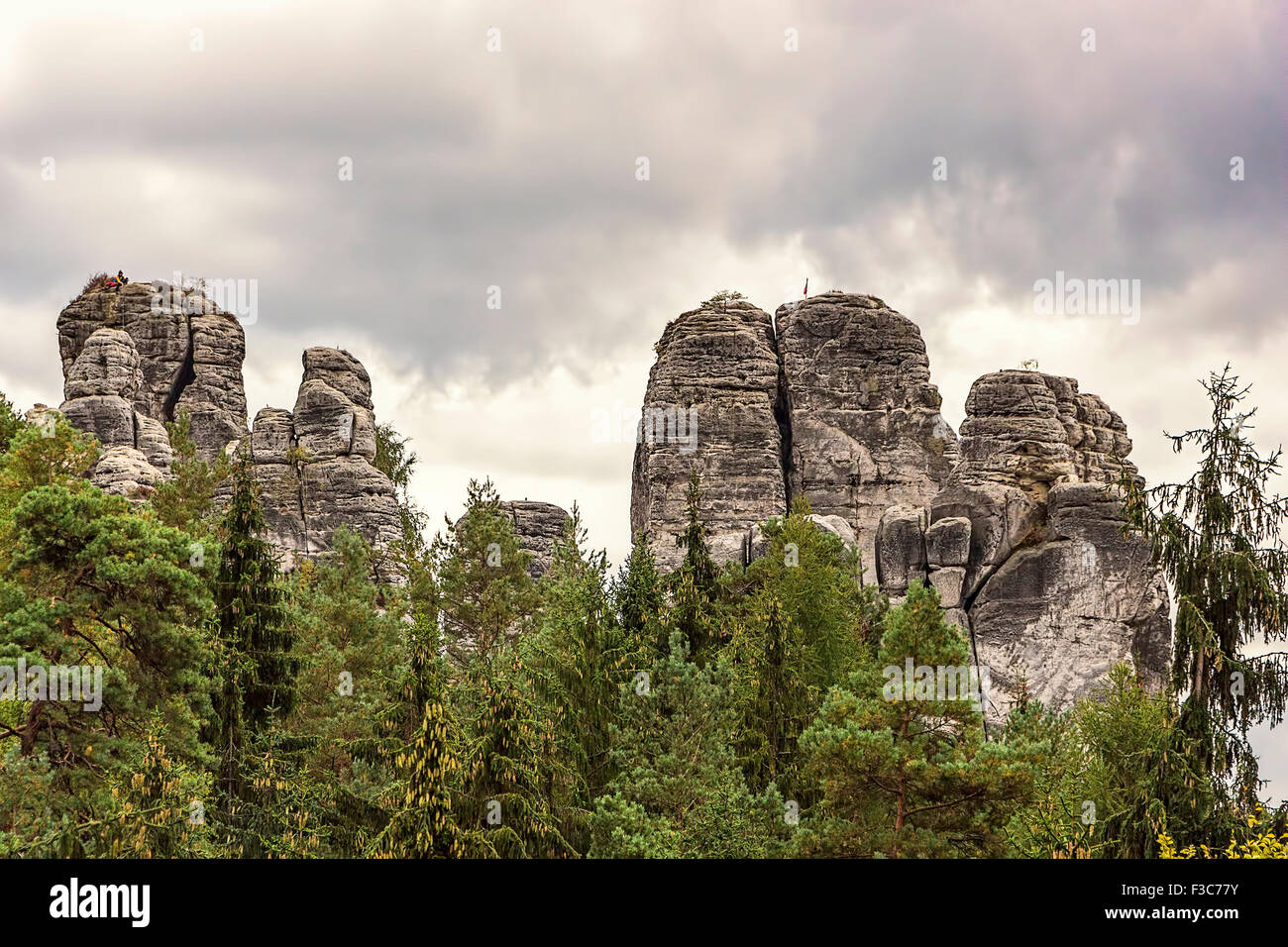 Cliffs, rocky towers. in area called Cesky Raj, the North of Prague ...
