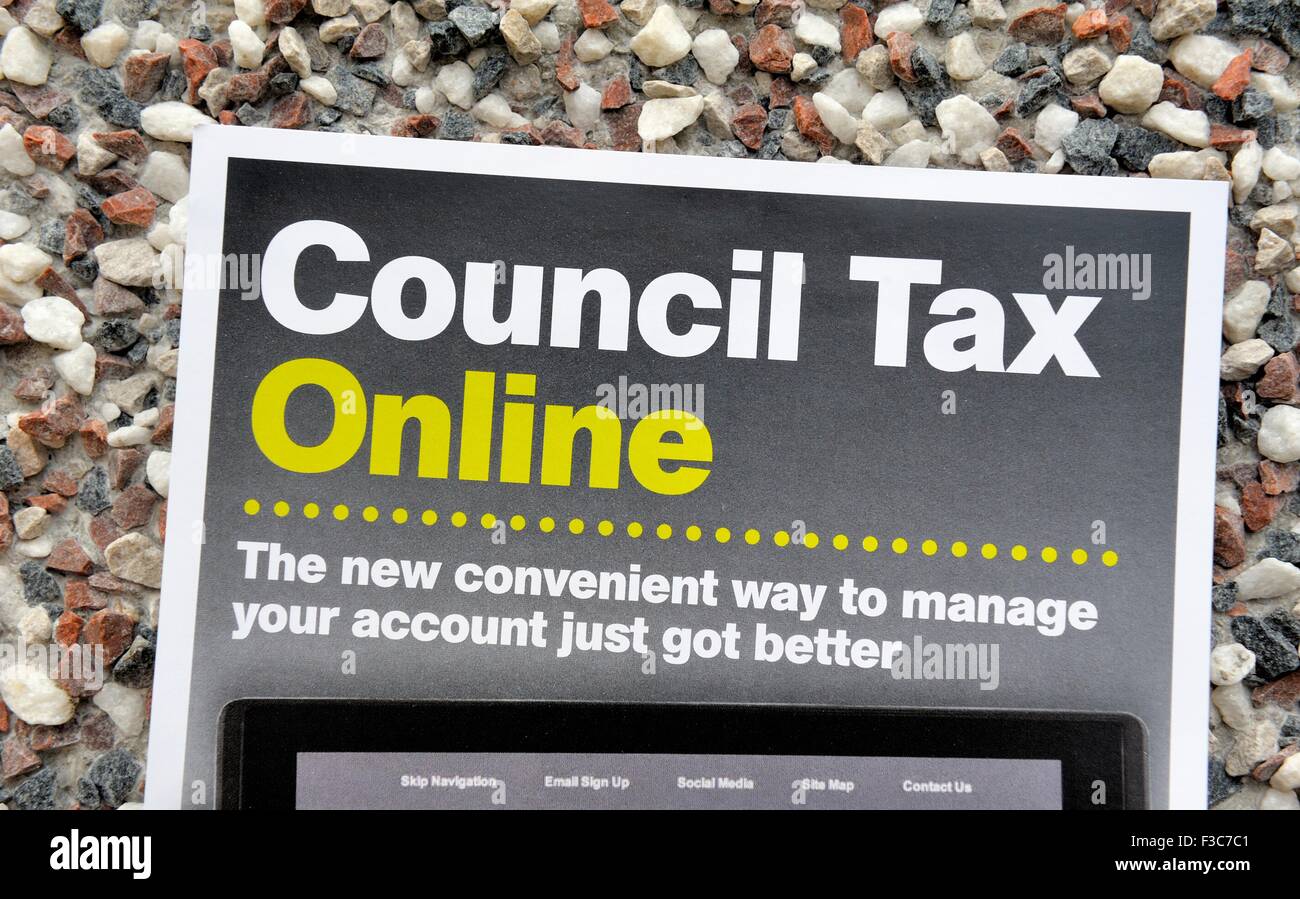 Council tax online promotional leaflet Stock Photo - Alamy