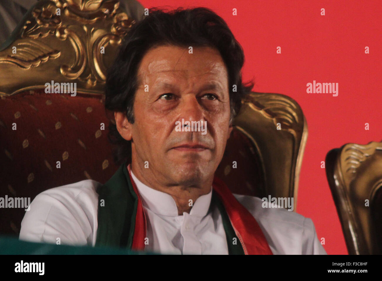 Lahore, Pakistan. 04th Oct, 2015. The Pakistani opposition leader Imran ...