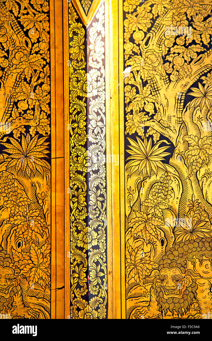 thailand and asia in bangkok temple abstract cross colors door wat ...