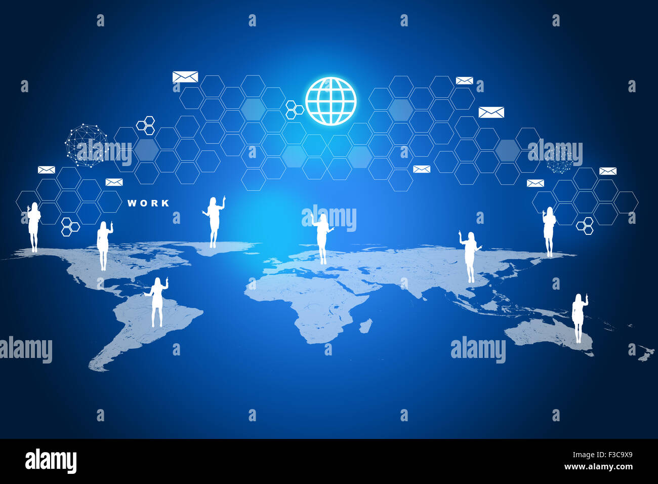 Blue abstract background with people icons Stock Photo - Alamy