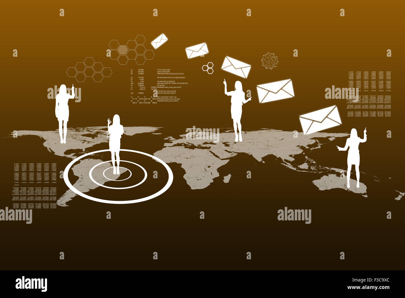 Brown abstract background with people icons Stock Photo - Alamy