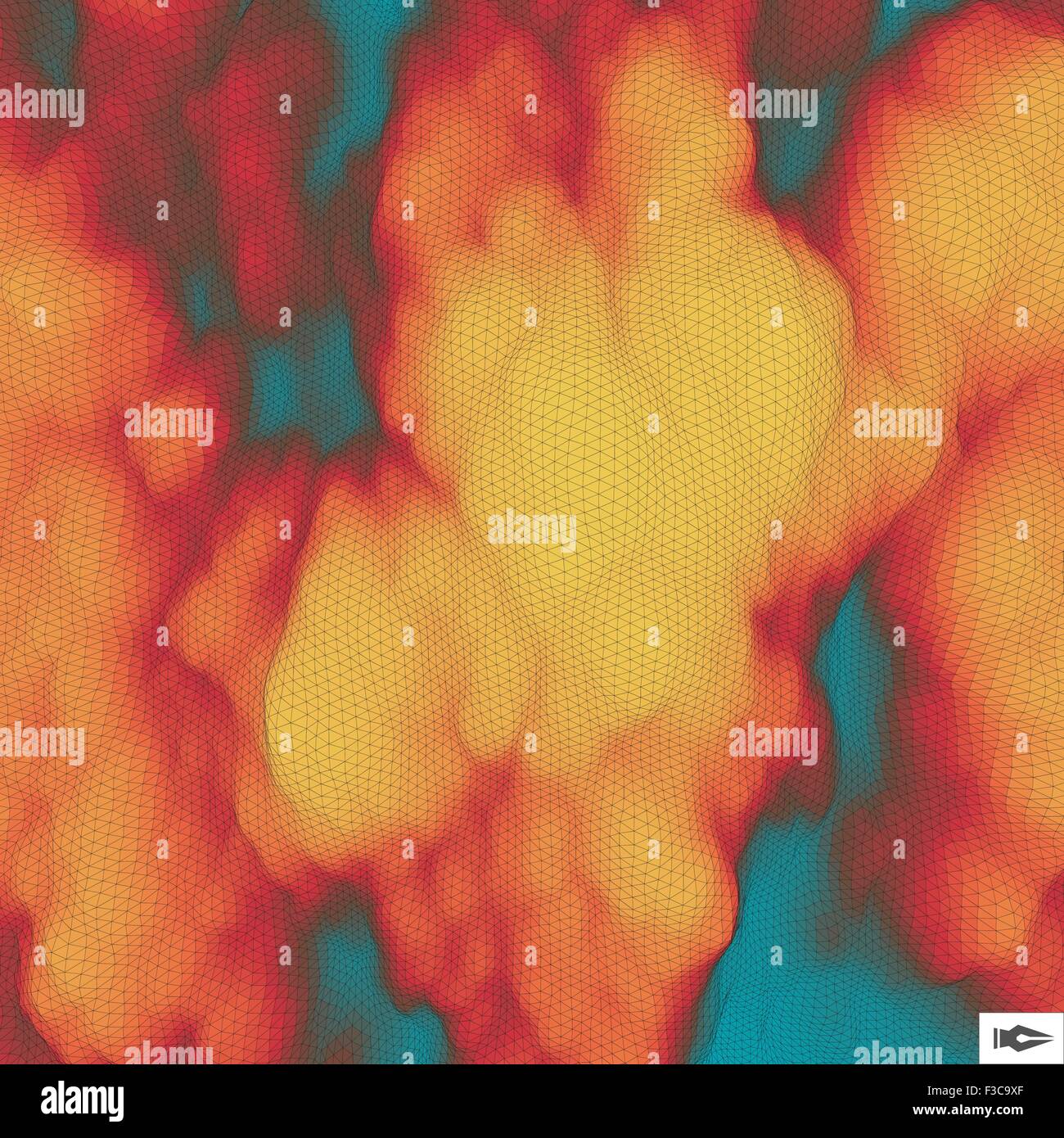Fire and Smoke. Mosaic. 3d Perspective Grid Background Texture ...