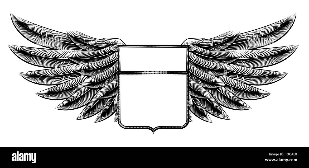 Shield With Wings Outline