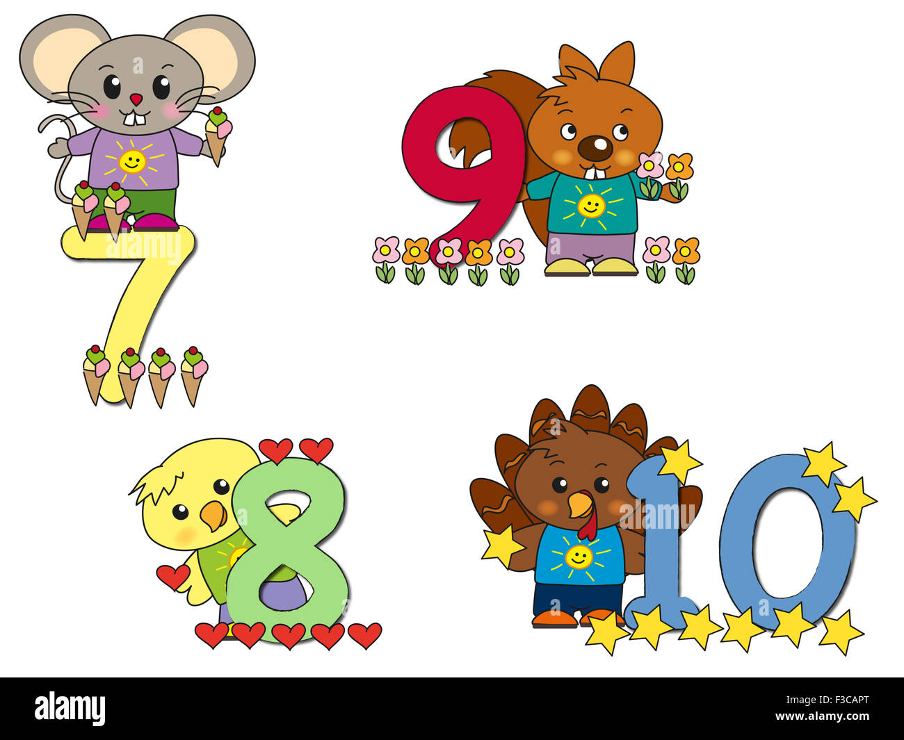 numbers with happy animals Stock Photo - Alamy