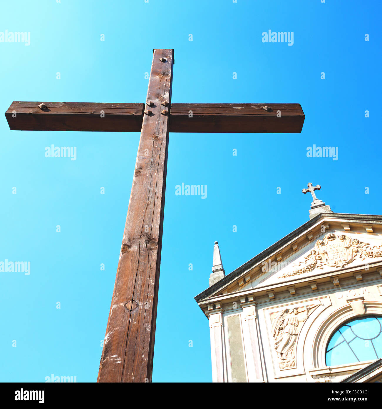 cross in italy old ancian wood and traditional texture Stock Photo - Alamy