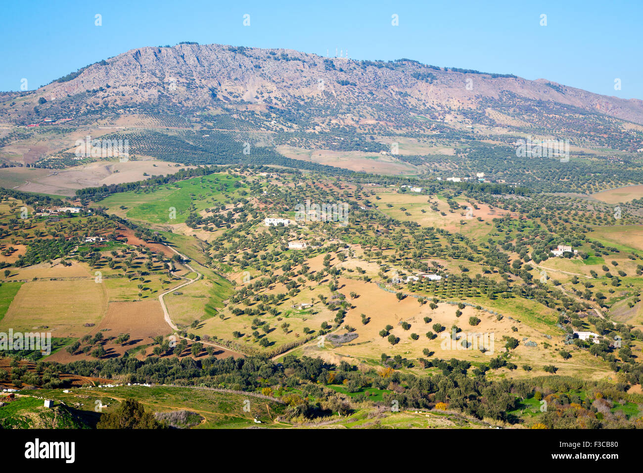 from high in the village morocco africa field and constructions Stock ...
