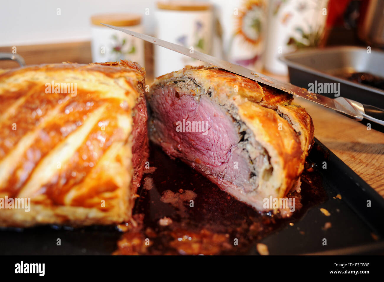 Home cooked Beef Wellington made with fillet of beef and puff pastry ...