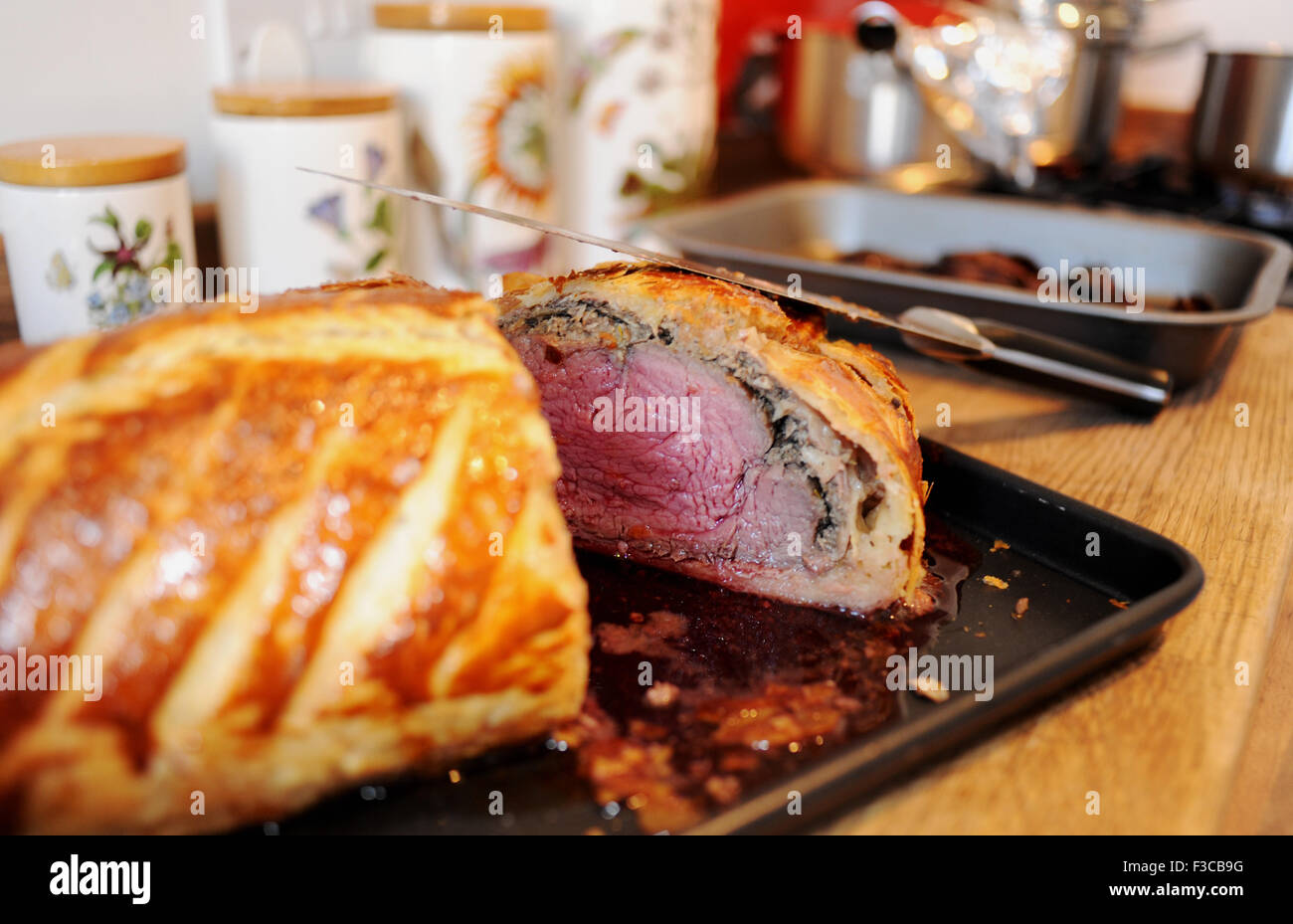 Home cooked Beef Wellington made with fillet of beef and puff pastry ...