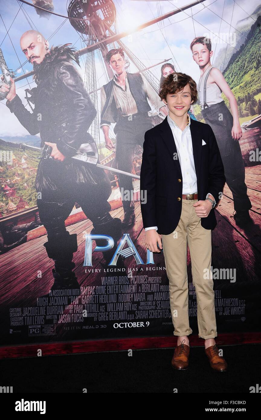 New York, NY, USA. 4th Oct, 2015. Levi Miller at arrivals for PAN ...