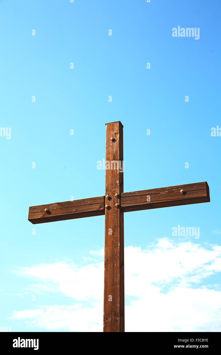 cross in italy old ancian wood and traditional texture Stock Photo - Alamy