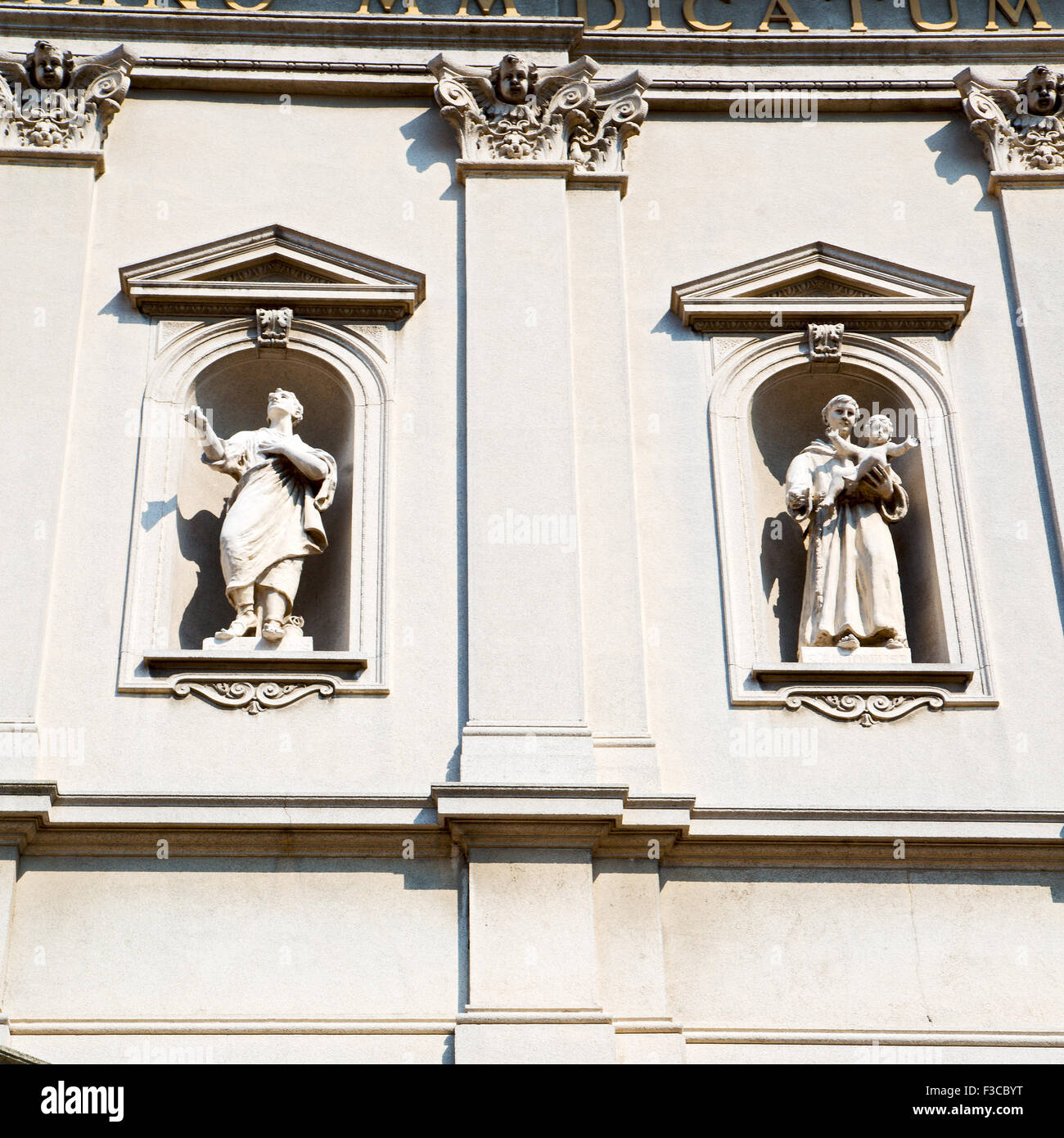 marble in old historical construction italy europe milan and statue ...