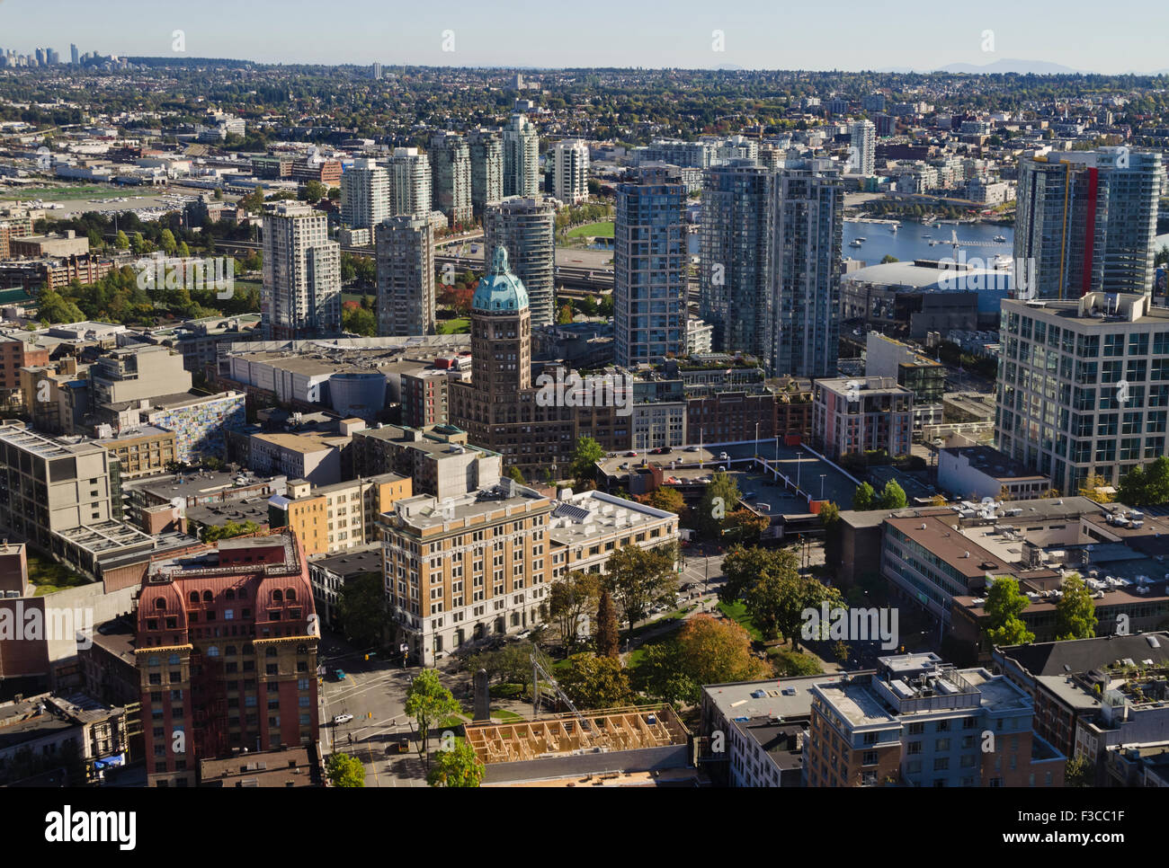 Aerial view from downtown Vancouver, looking towards False Creek. In ...