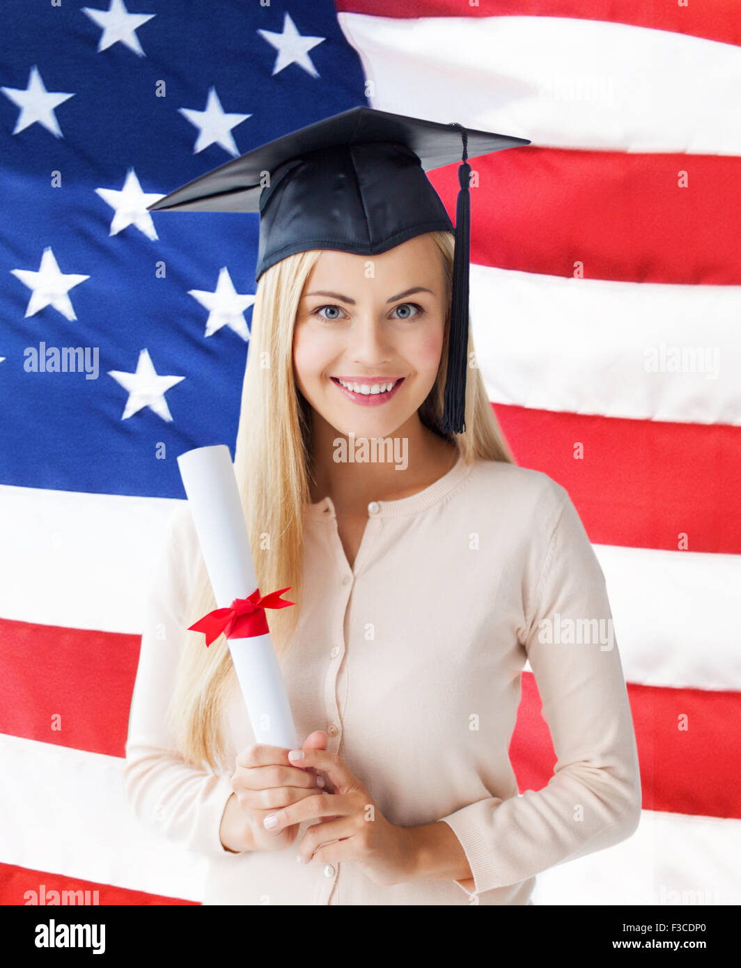 student in graduation cap with certificate Stock Photo - Alamy