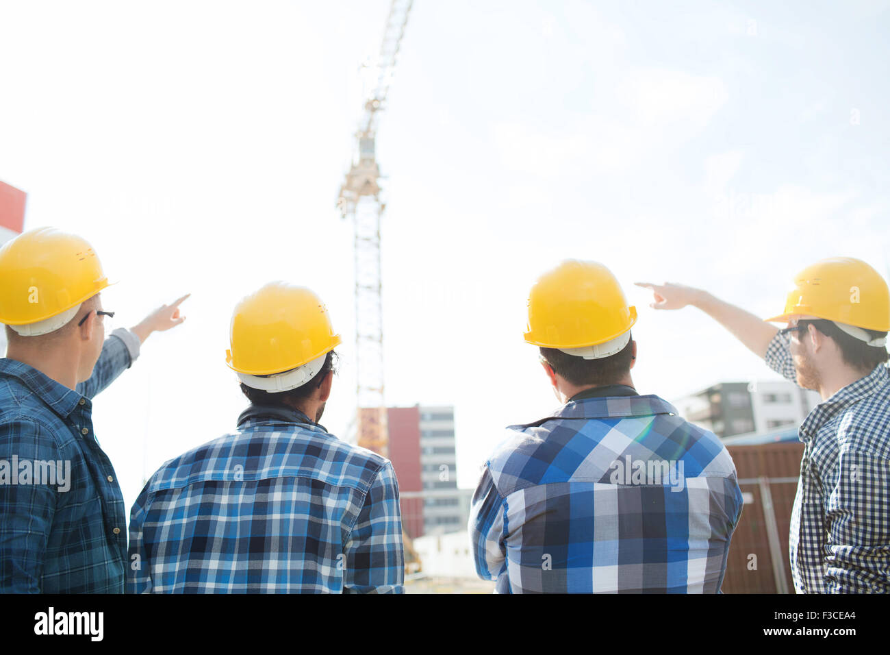 Construction workers back view hi-res stock photography and images - Alamy