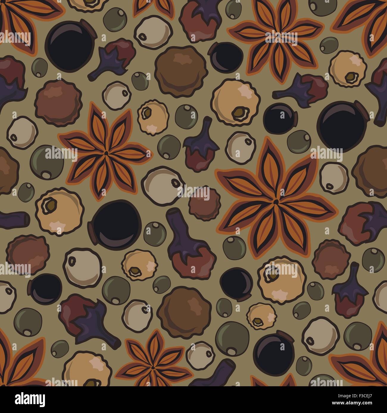 seamless background with different spices Stock Vector Image & Art - Alamy
