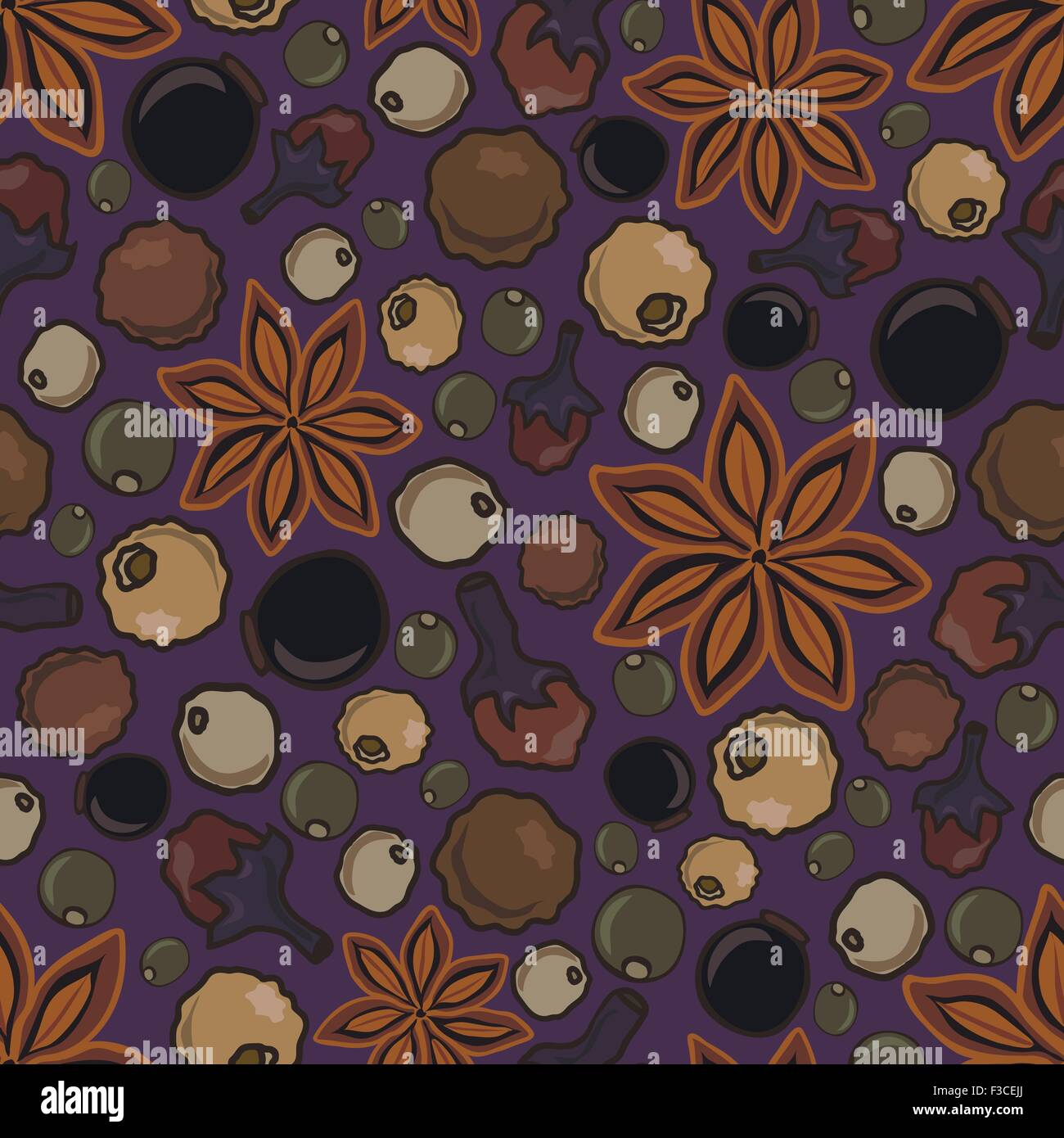 seamless background with different spices Stock Vector Image & Art - Alamy