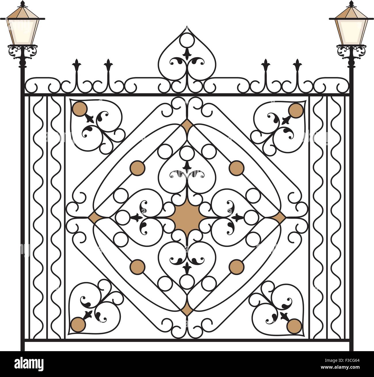 Wrought Iron Gate, Door, Fence, Window, Grill, Railing Design Vector ...