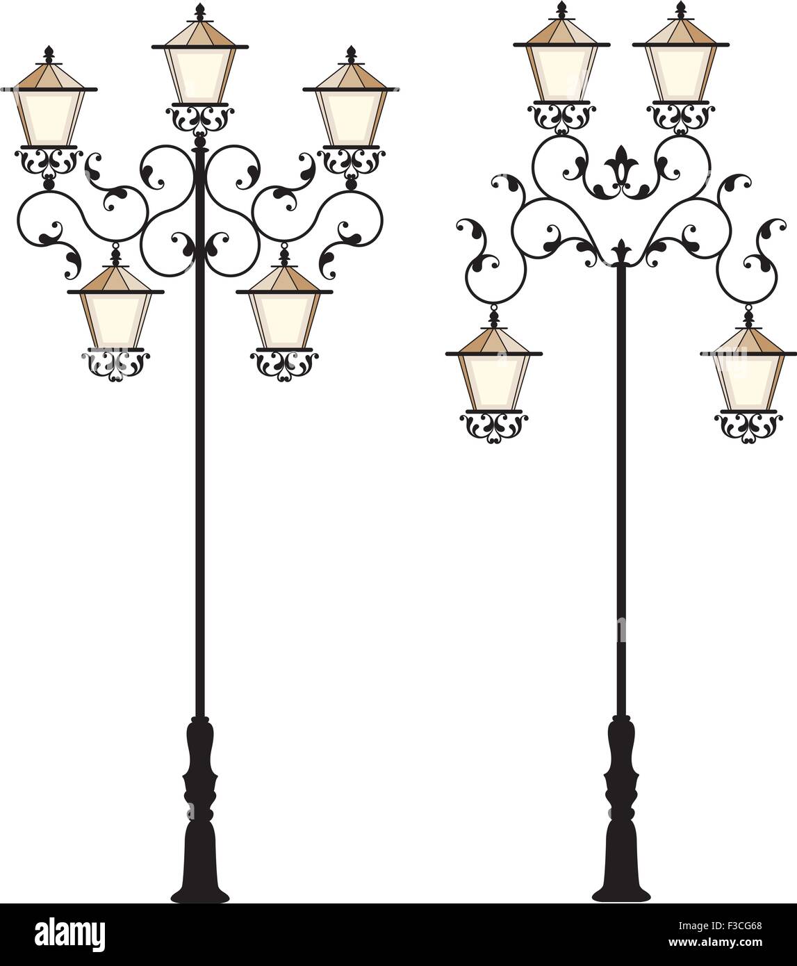 Wrought Iron Street Lamp Post Vector Art Stock Vector Image & Art - Alamy
