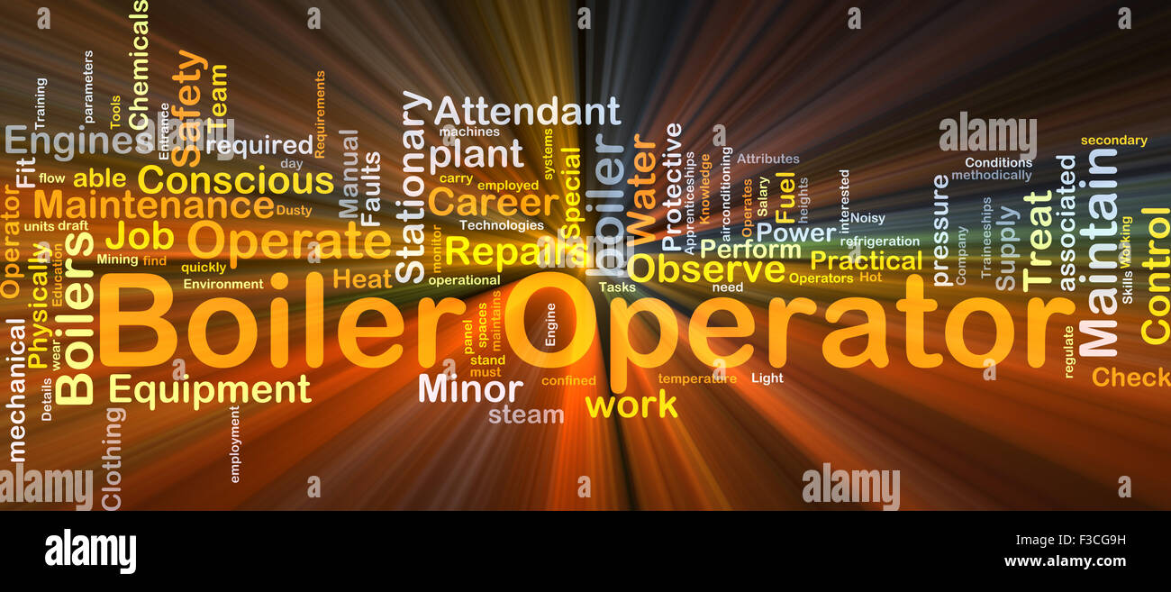 Background concept wordcloud illustration of boiler operator glowing ...