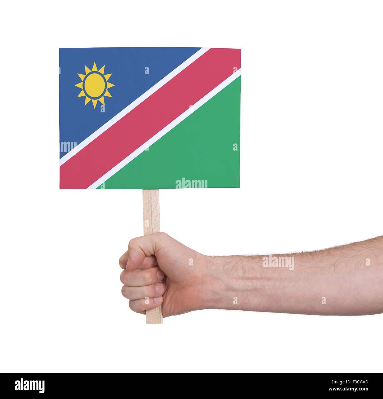 Hand holding small card, isolated on white - Flag of Namibia Stock ...