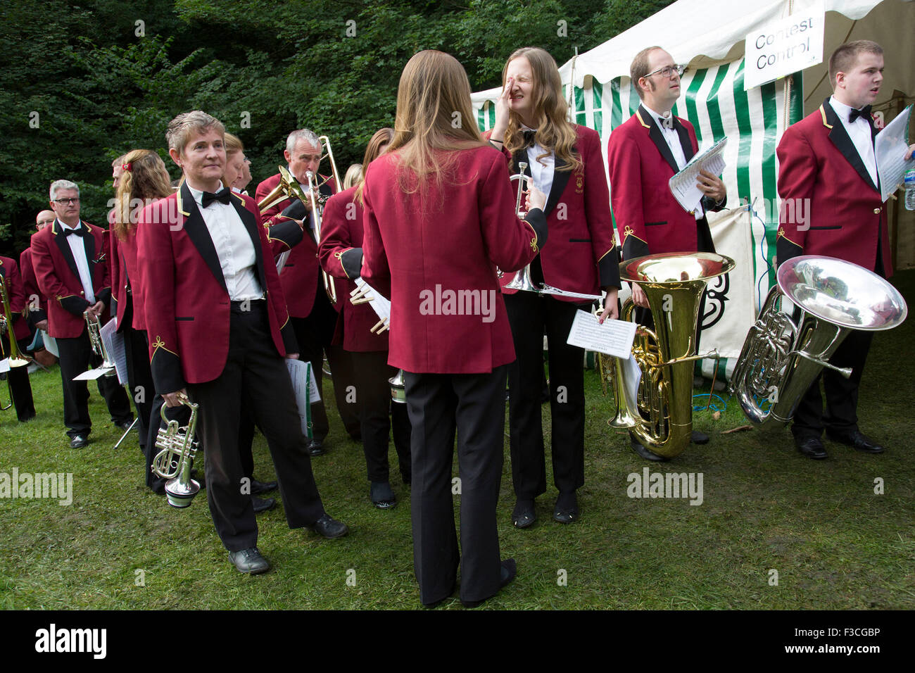 The Hardraw Scaur Brass Band Festival. Members of Elland band prepare ...