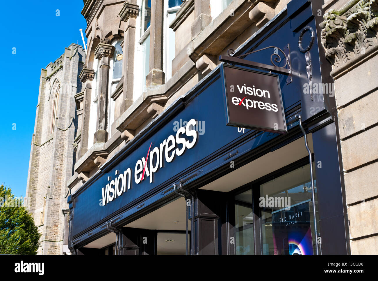 Close up of Opticians Vision Express sign signage store Shop Prospect ...
