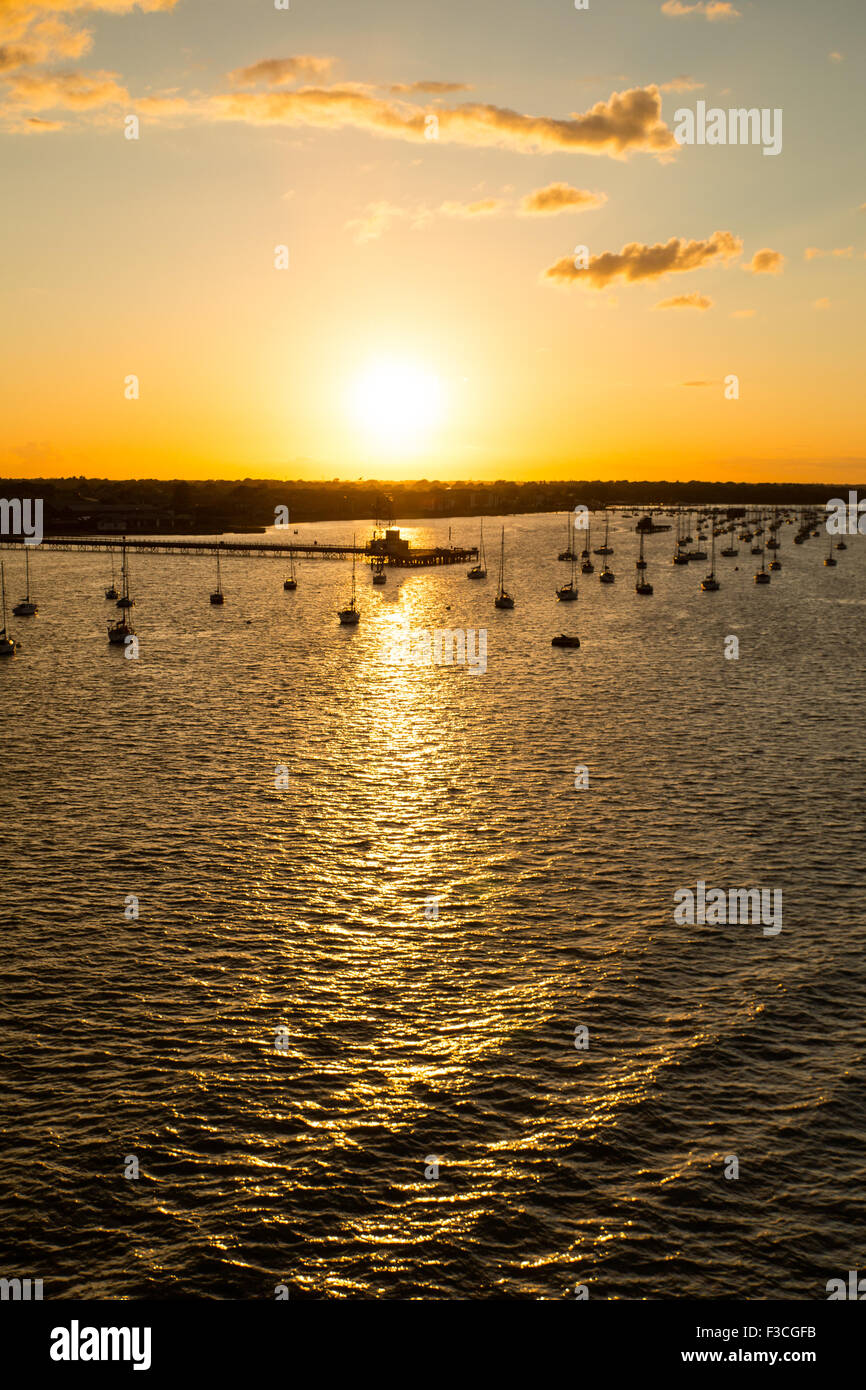 Views of the Solent, taken from a Ferry leaving Portsmouth Stock Photo ...