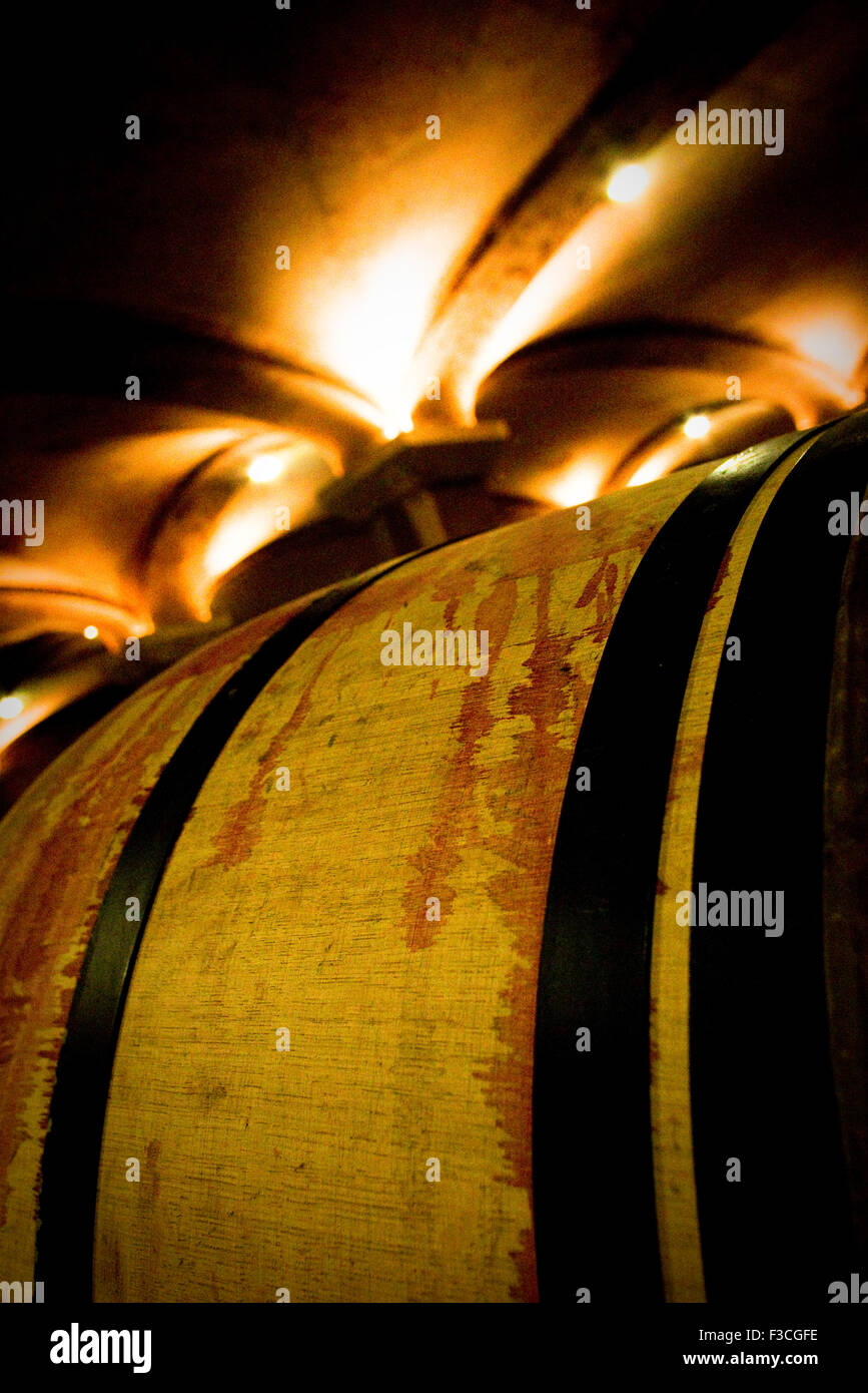 Wine cask stained with red wine Stock Photo - Alamy