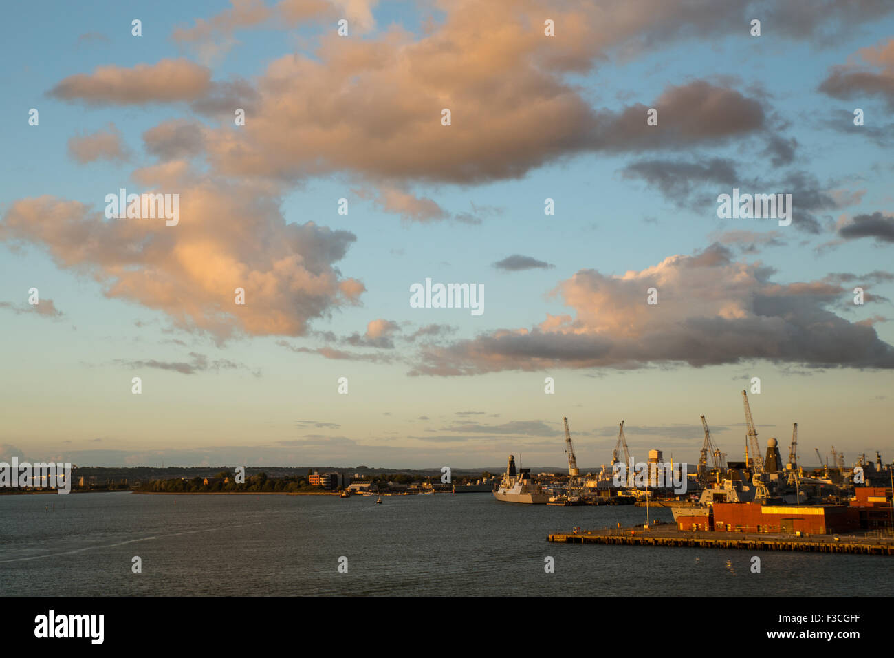 Views of the Solent, taken from a Ferry leaving Portsmouth Stock Photo ...
