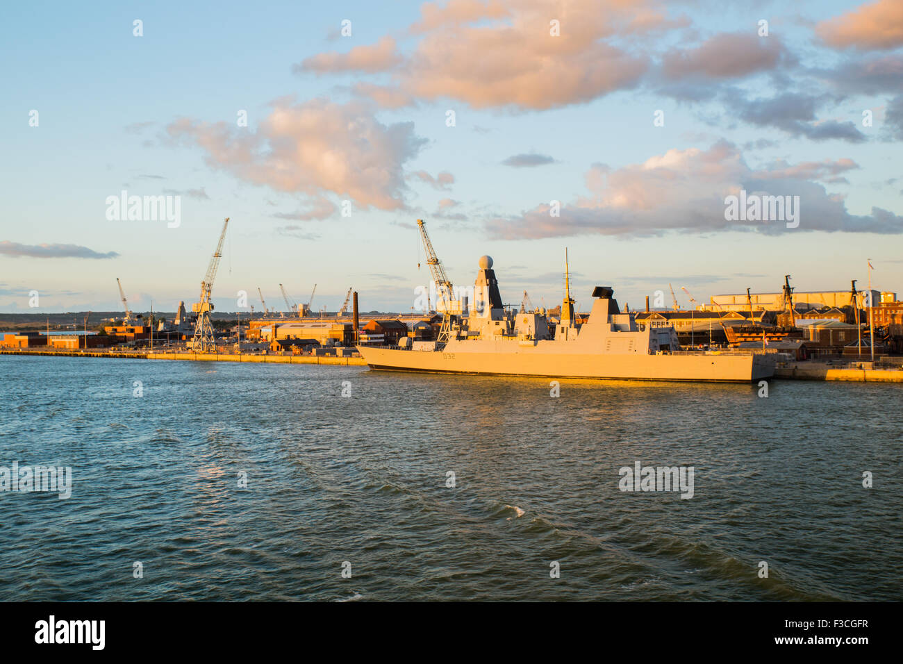 Views of the Solent, taken from a Ferry leaving Portsmouth Stock Photo ...