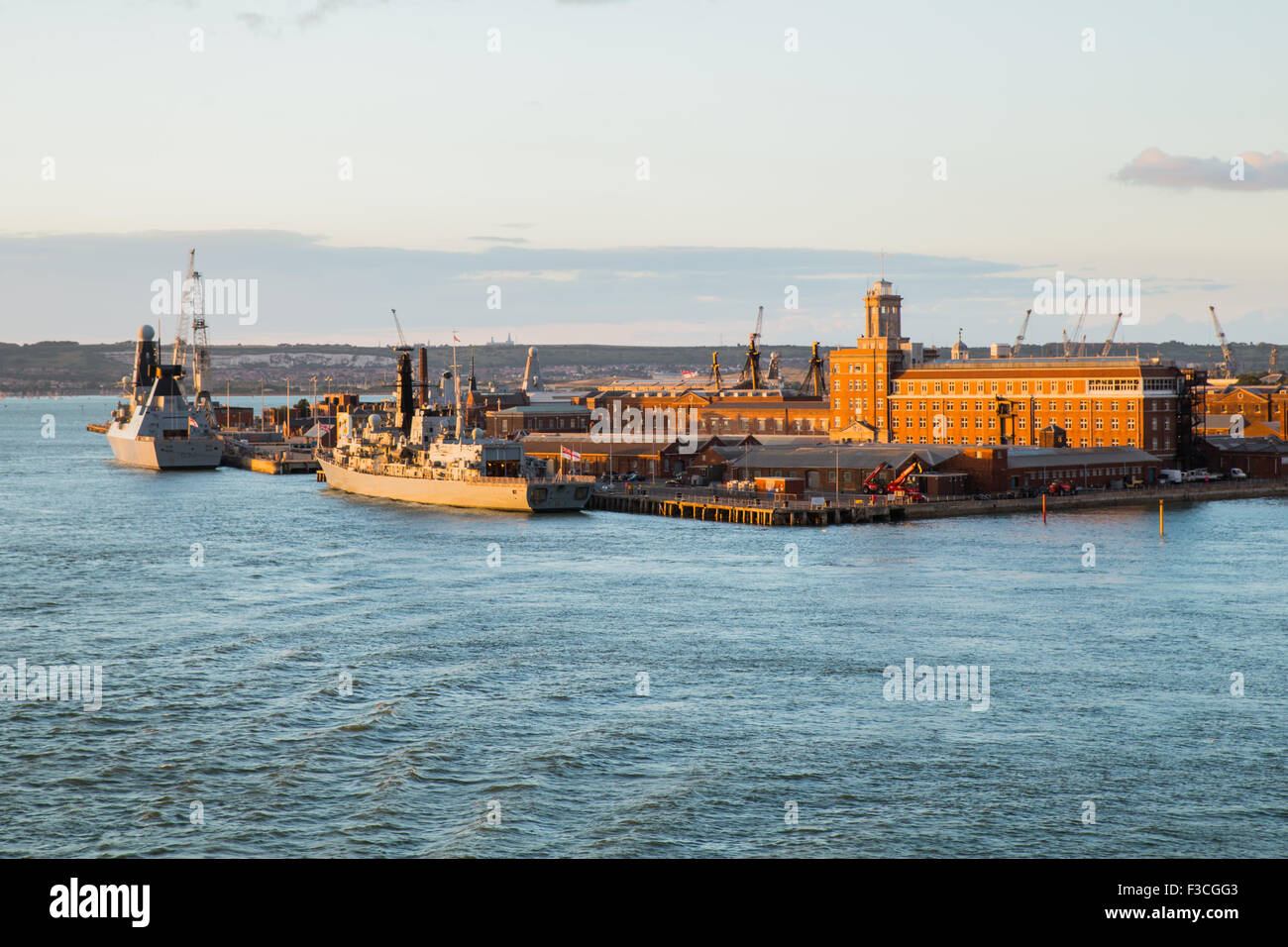 Views of the Solent, taken from a Ferry leaving Portsmouth Stock Photo ...