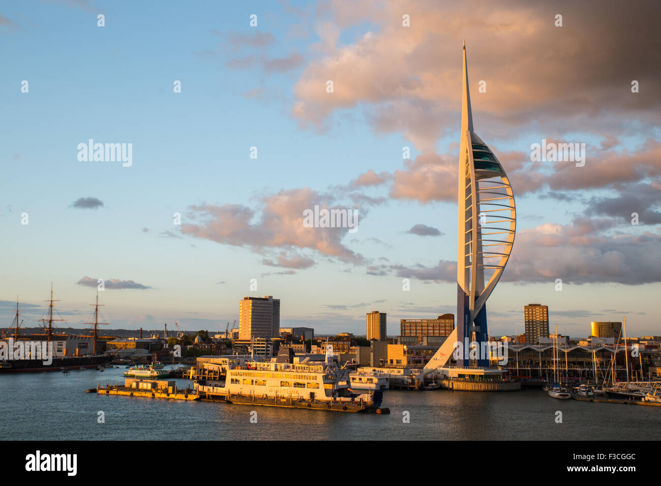 Views of the Solent, taken from a Ferry leaving Portsmouth Stock Photo ...