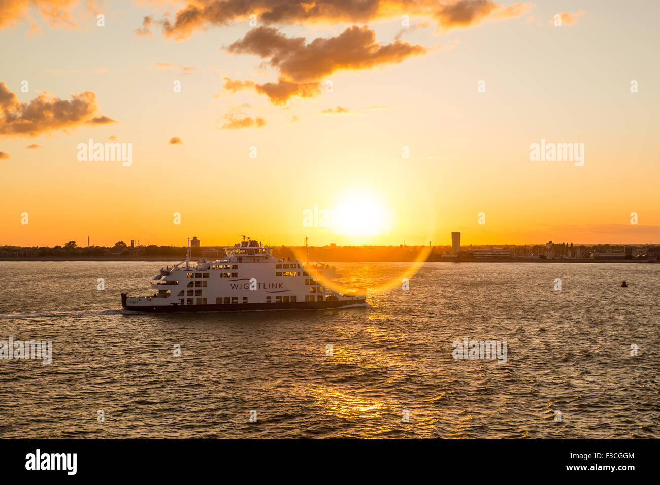 Views of the Solent, taken from a Ferry leaving Portsmouth Stock Photo ...