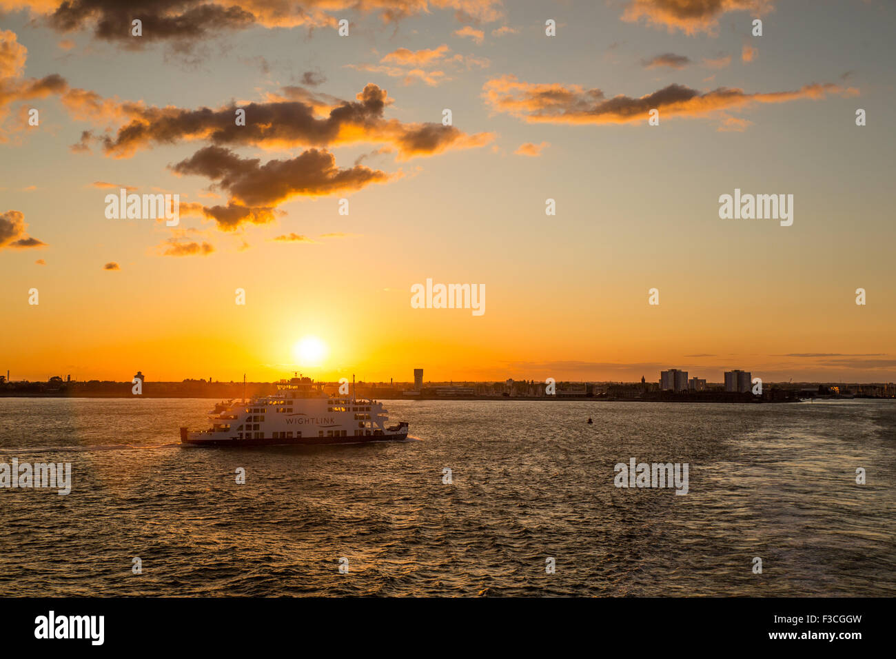 Views of the Solent, taken from a Ferry leaving Portsmouth Stock Photo ...