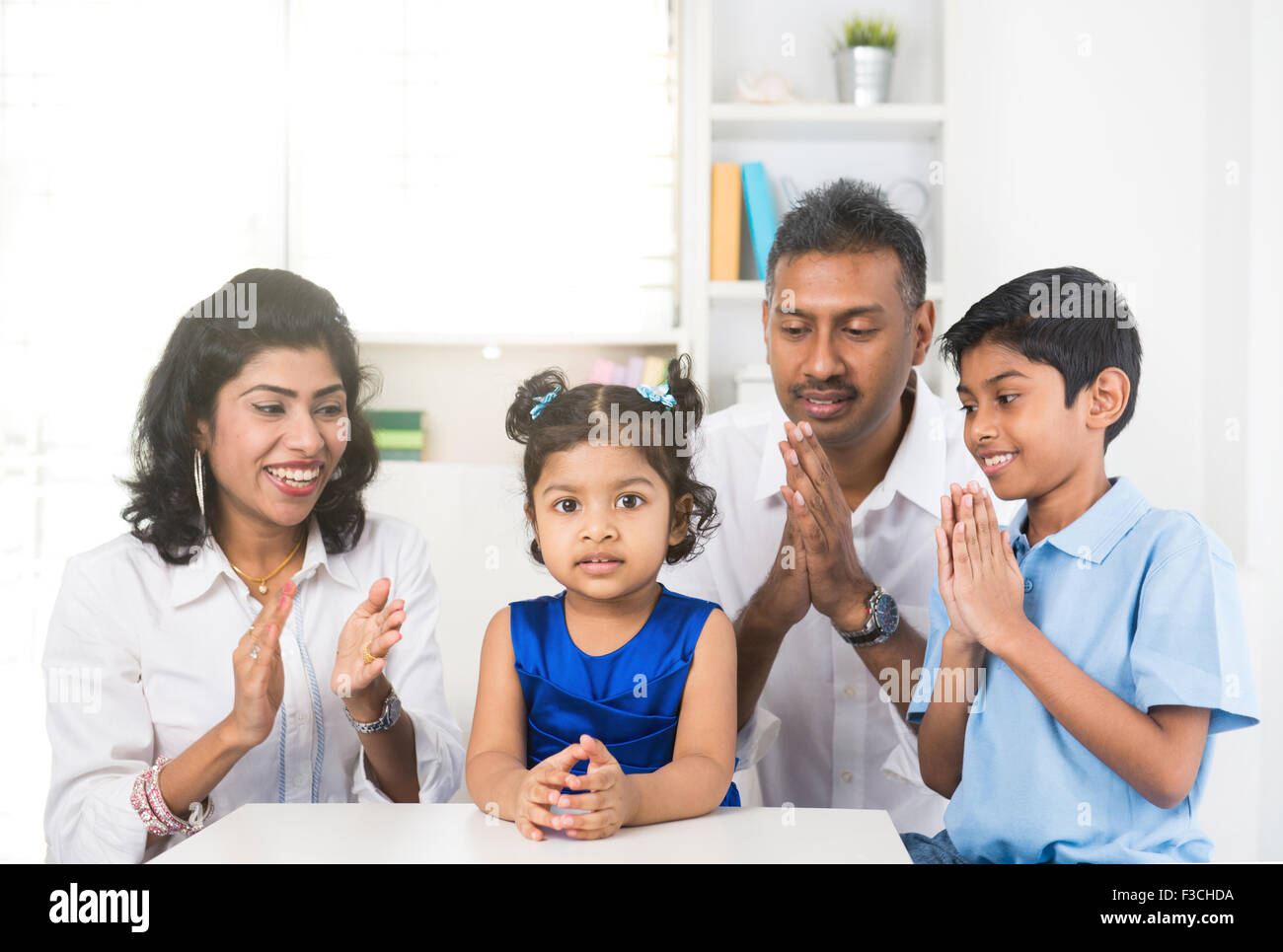 portrait photo of happy indian family Stock Photo - Alamy
