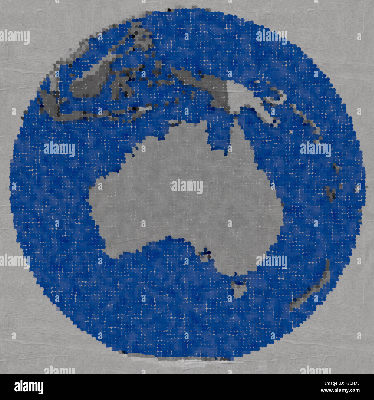 Drawing of Australia on globe, dotted illustration Stock Photo - Alamy