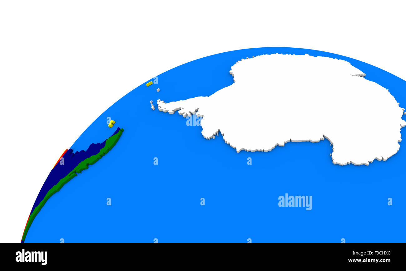 Simple map of Antarctica on globe, white background Stock Photo - Alamy