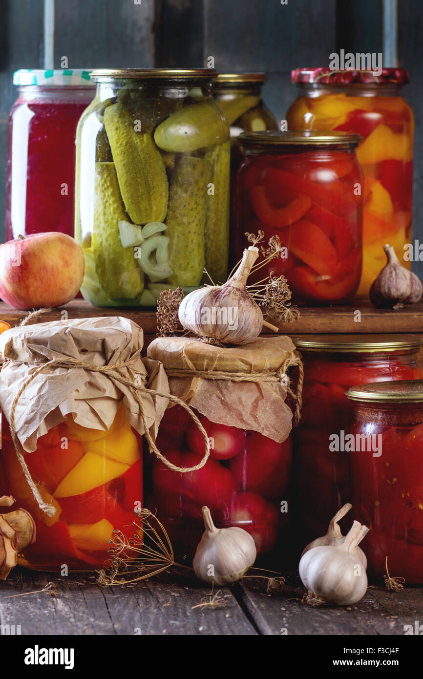 Assortment of preserved food Stock Photo - Alamy