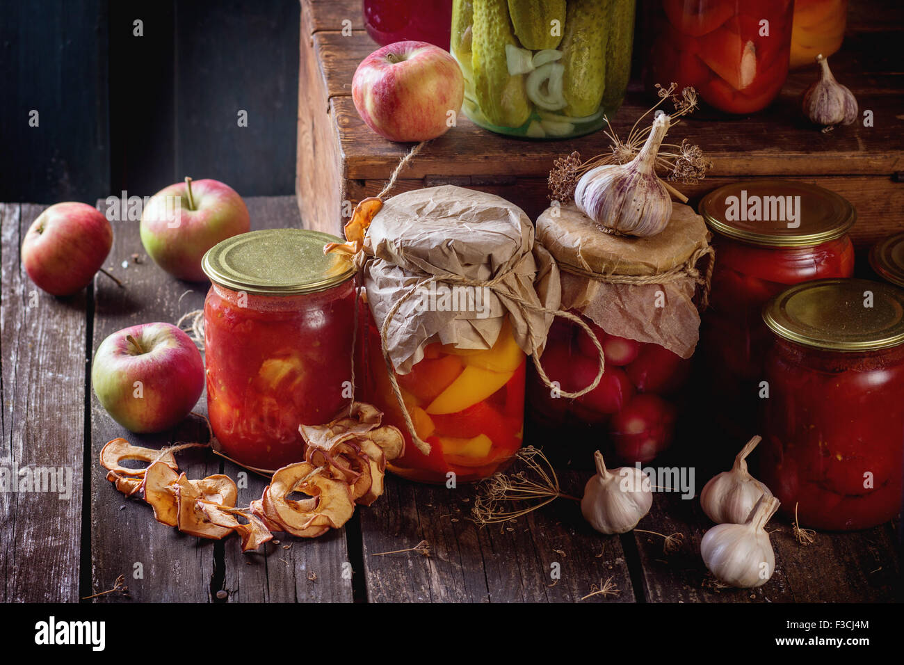 Assortment of preserved food Stock Photo - Alamy