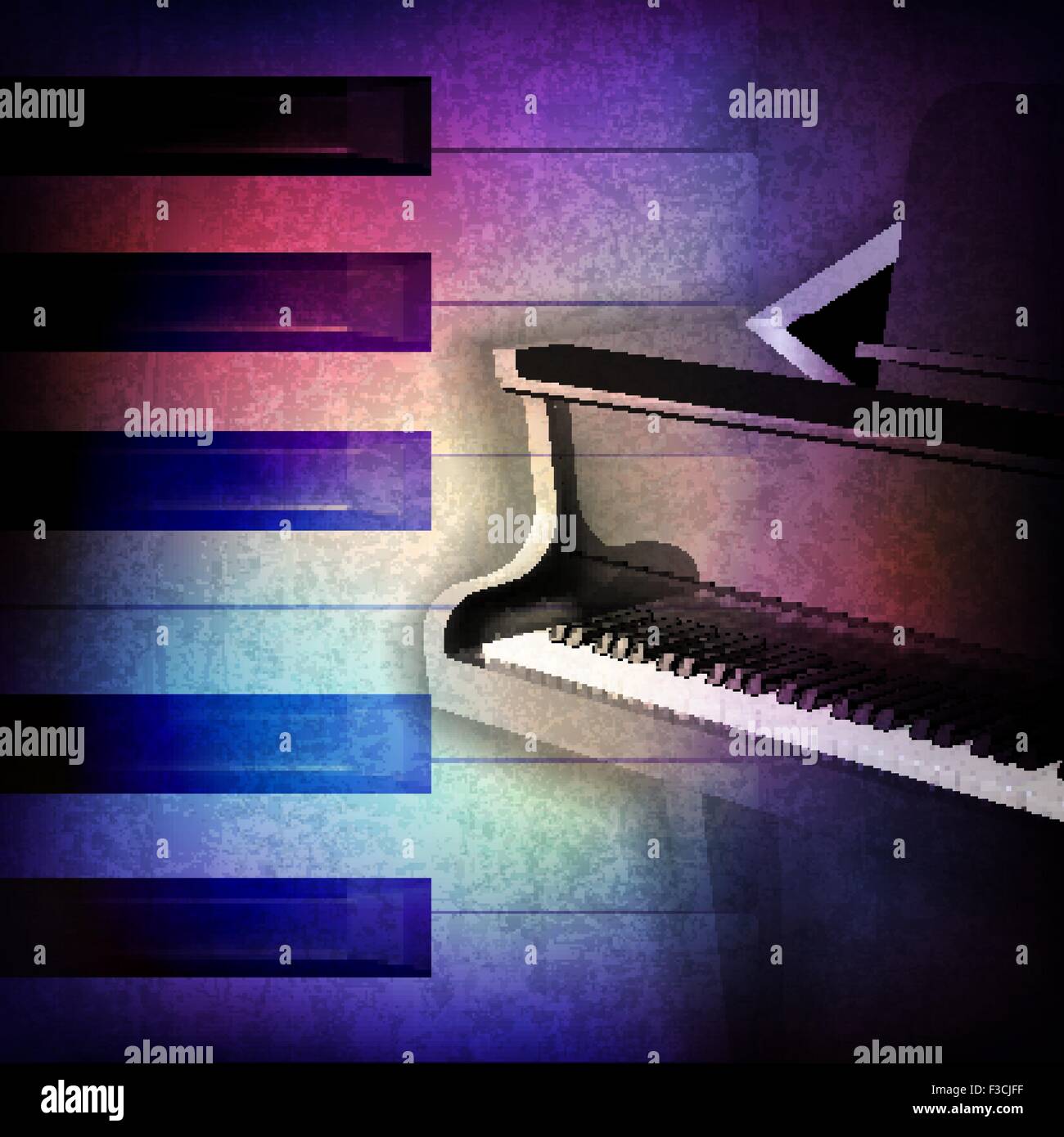 abstract grunge music background with grand piano on blue vector ...
