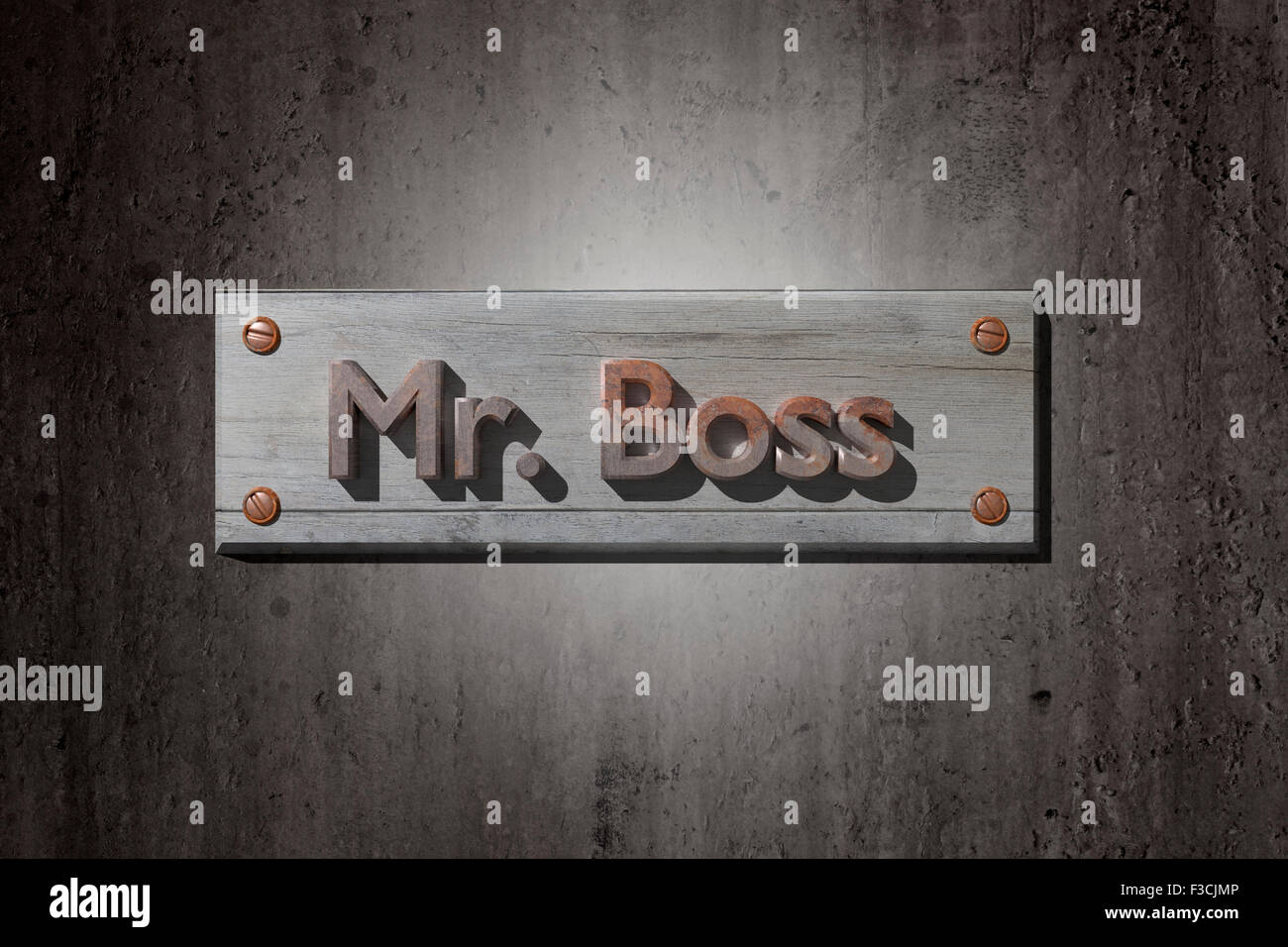 3d rendering of the word mr boss on a signboard Stock Photo - Alamy