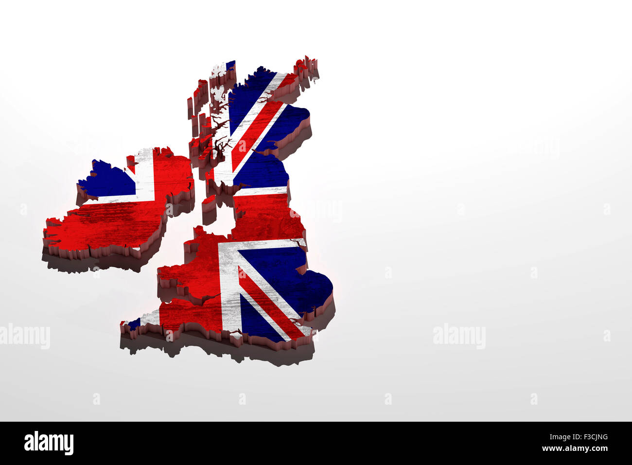 3d rendering of an uk map with a flag stamped Stock Photo - Alamy