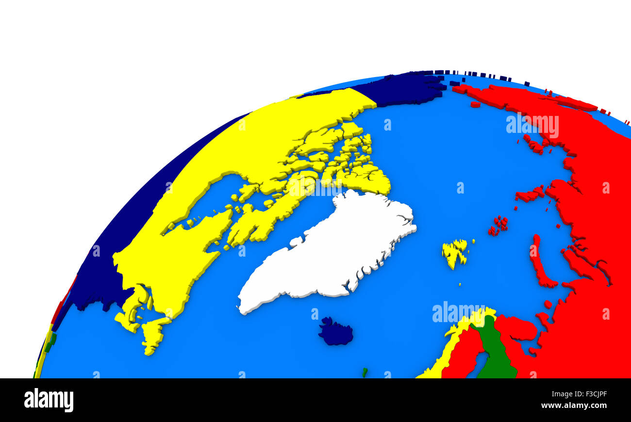 Political map of Arctic north polar region on globe Stock Photo - Alamy