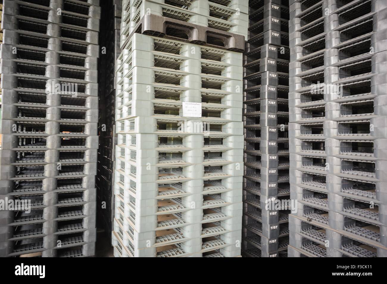 Plastic pallets in warehouses, sorted and delivered Stock Photo - Alamy