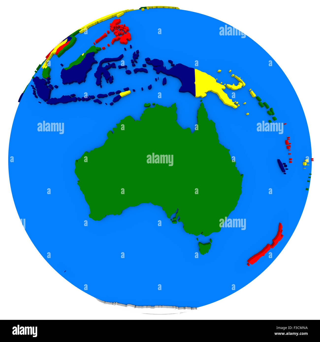 Political map of Australia on globe, illustration isolated on white ...